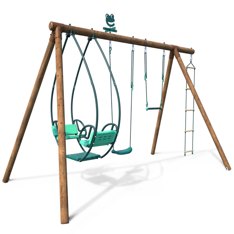 Grand portique balançoire en bois 4 agrès Juliette - Soulet