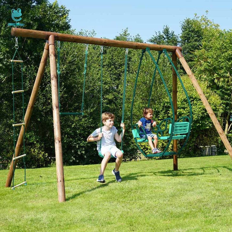 Grand portique balançoire en bois 4 agrès Juliette - Soulet