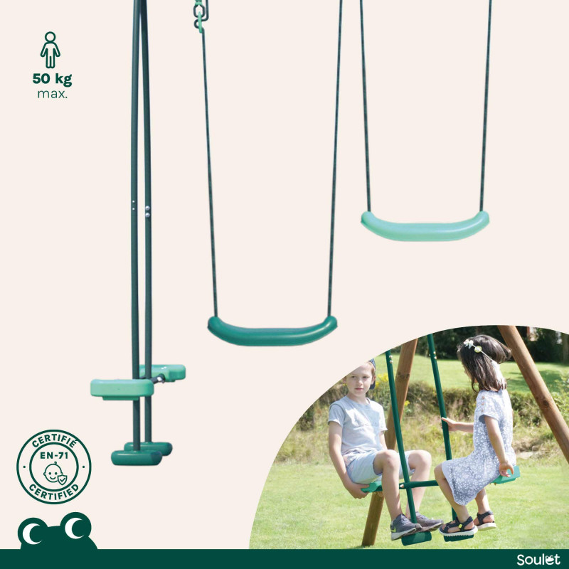 Columpio de madera con cara a cara y 2 columpios – Polo